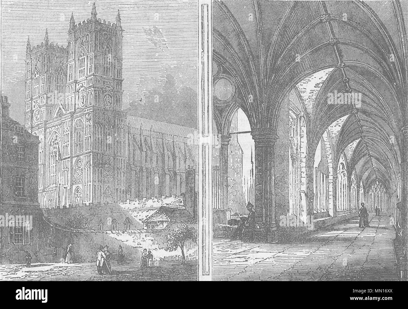 WESTMINSTER ABBEY. The Western Towers and Cloisters of Westminster ...