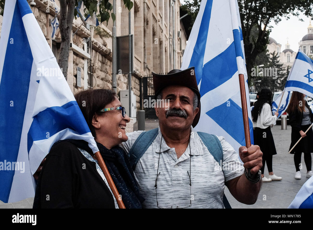 Jerusalem, Israel. 13th May, 2018. Dance of Flags participants ...