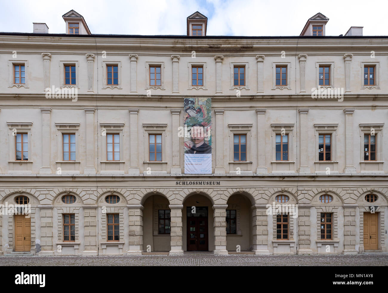 11 May 2018, Germany, Weimar: The entrance of the museum inside Schloss ...
