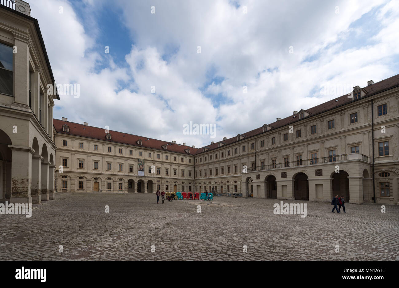 11 May 2018, Germany, Weimar: The courtyard of the Schloss Weimar. The ...