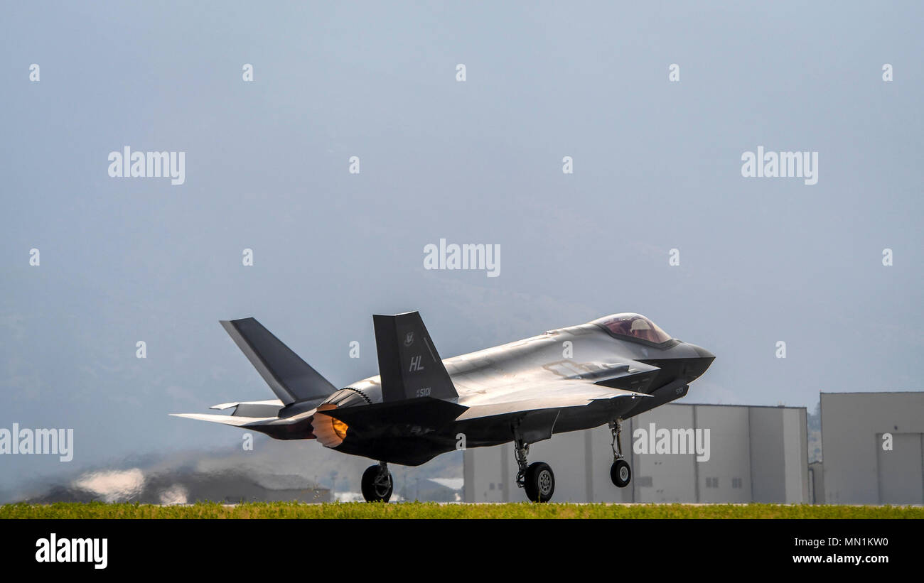 An F-35A Lightning II aircraft from Hill Air Force Base, Utah, takes ...