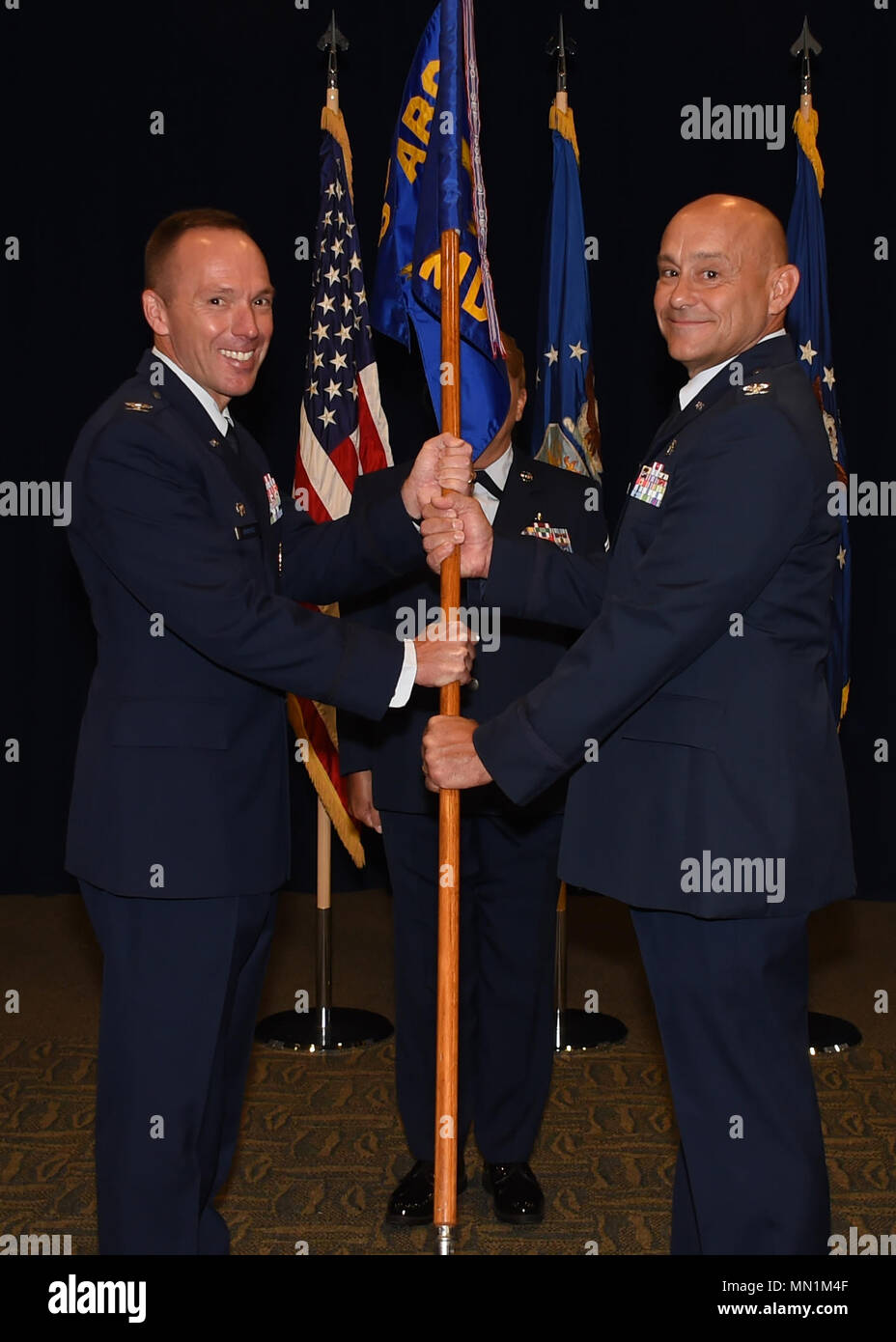 Air Force Col. Charles Roberts, left, 61st Air Base Group commander ...
