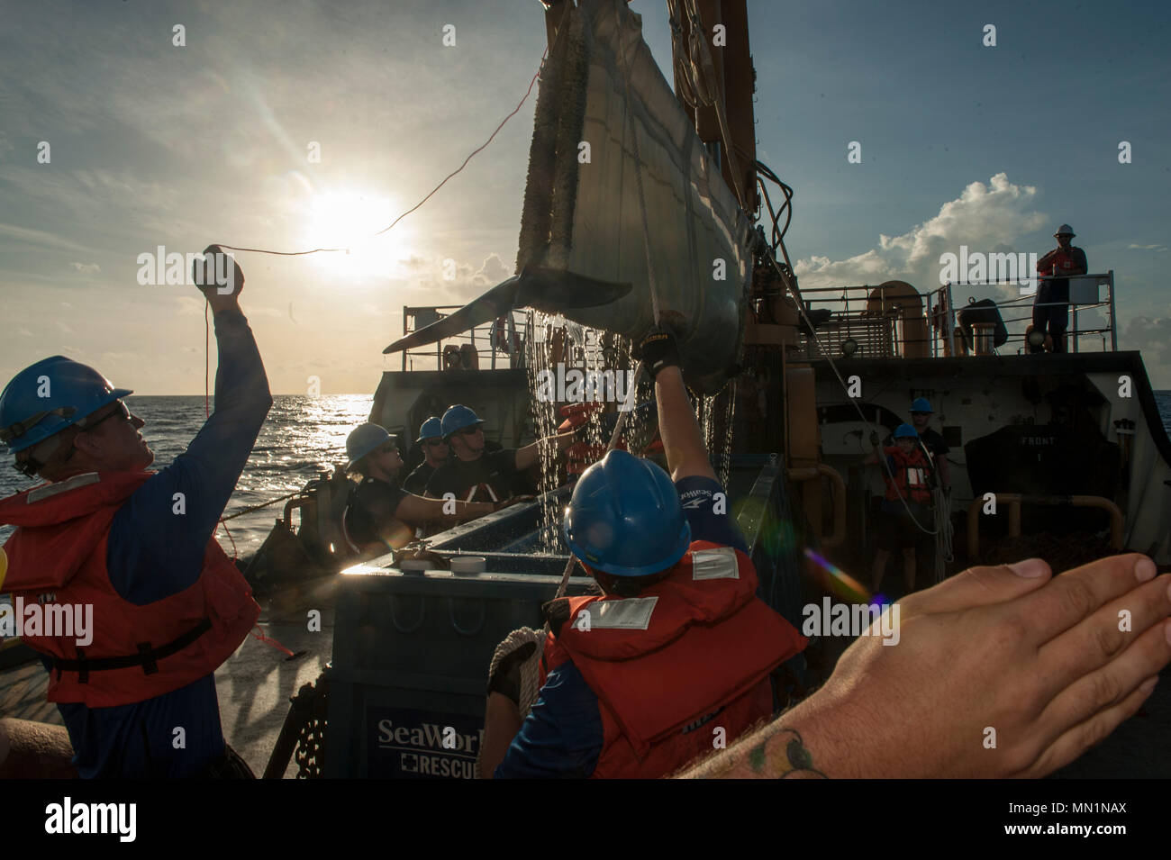 Coast Guard deck crewmembers aboard the Coast Guard Cutter Joshua ...