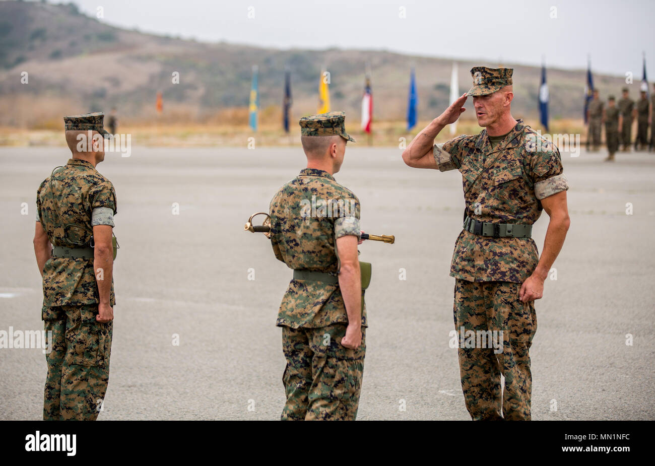 Sgt. Maj. William Pinkerton (right), incoming sergeant major, 1st ...