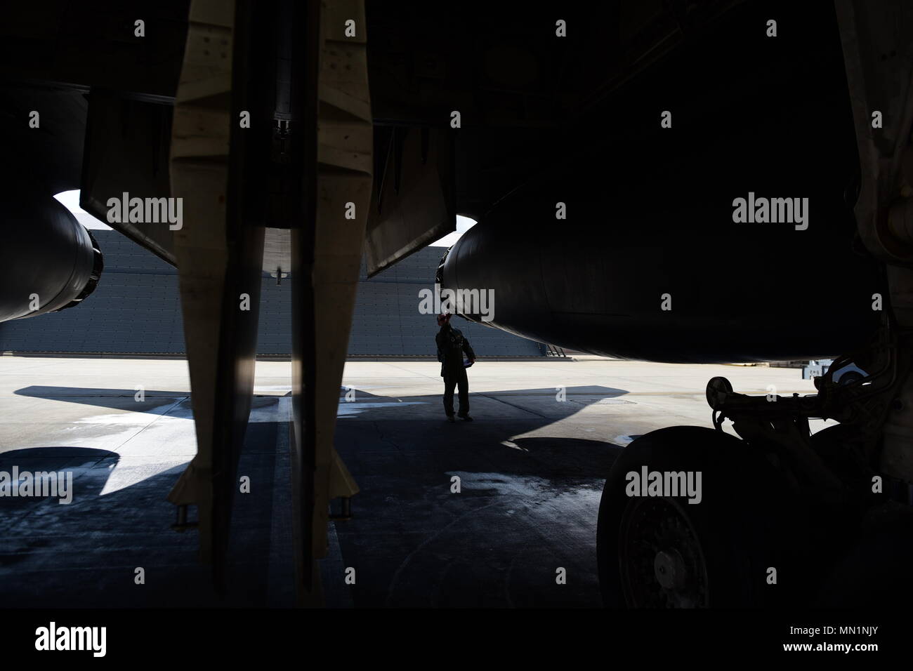 Col. Gentry W. Boswell, former 28th Bomb Wing commander, inspects a b-1 ...
