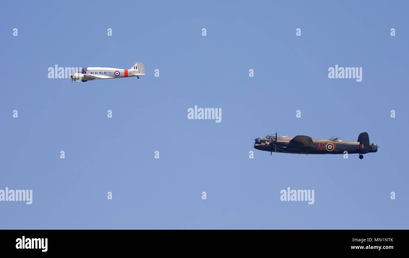 Avro C19 Anson and the BBMF Avro Lancaster performing a rare flypast ...