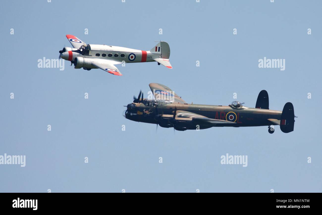 Avro C19 Anson and the BBMF Avro Lancaster performing a rare flypast ...