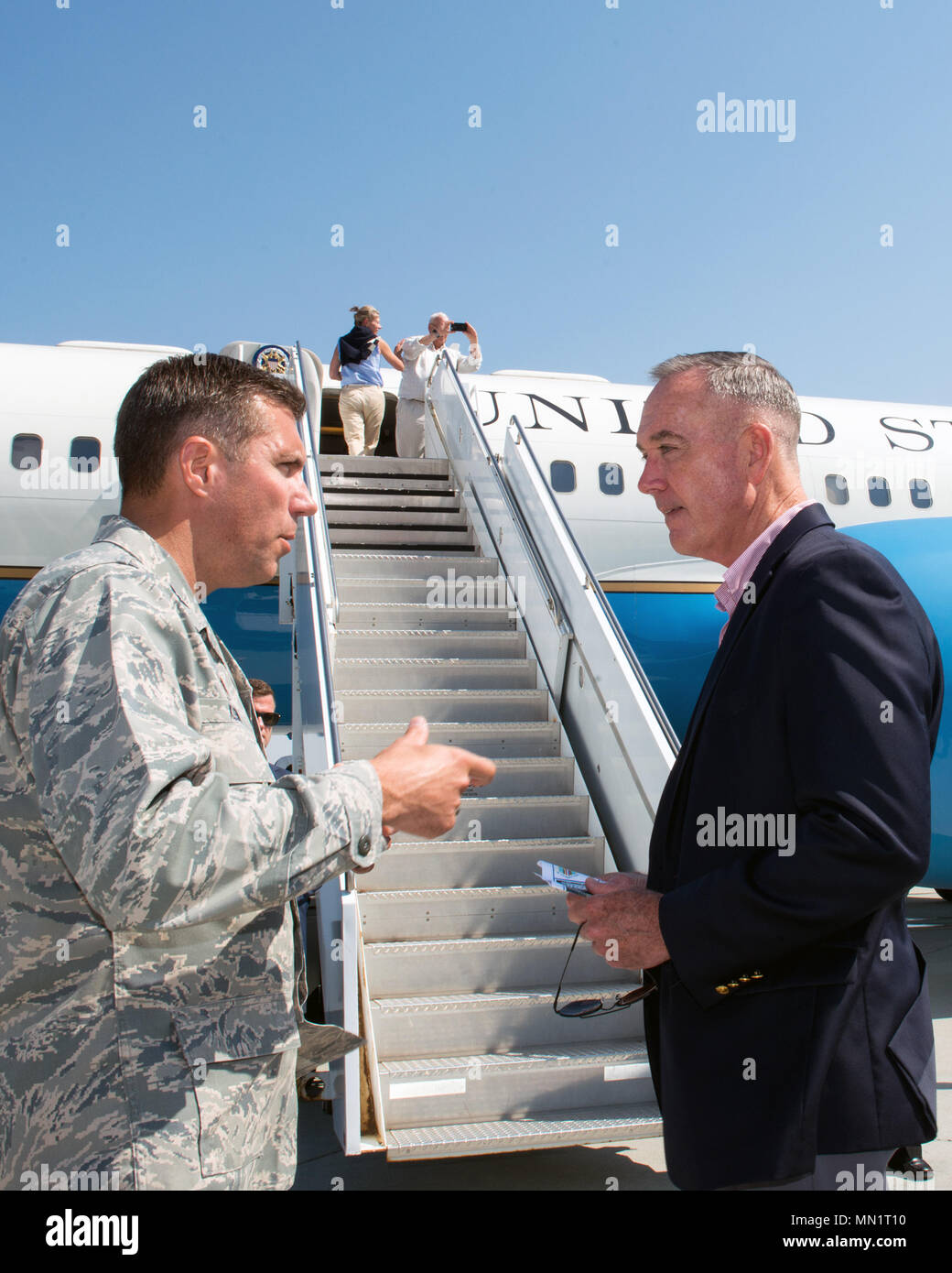 U.S. Air Force Col. John Klein, 60th Air Mobility Wing commander, talks ...