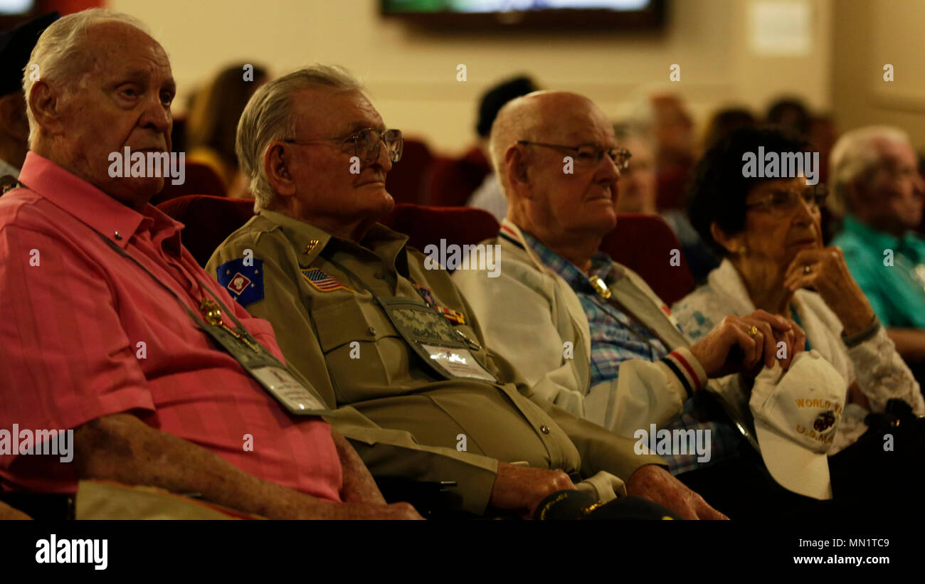Retired Marine Raiders observe a presentation given at the annual Gold ...