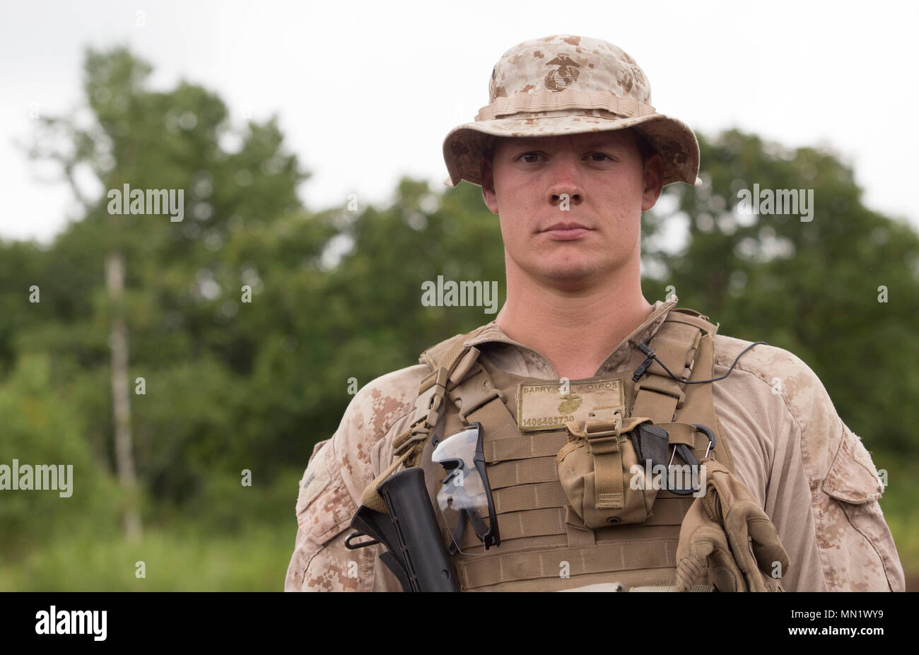 U.S. Marine Corps 1st Lt. Colin Barry takes a break during a Light ...