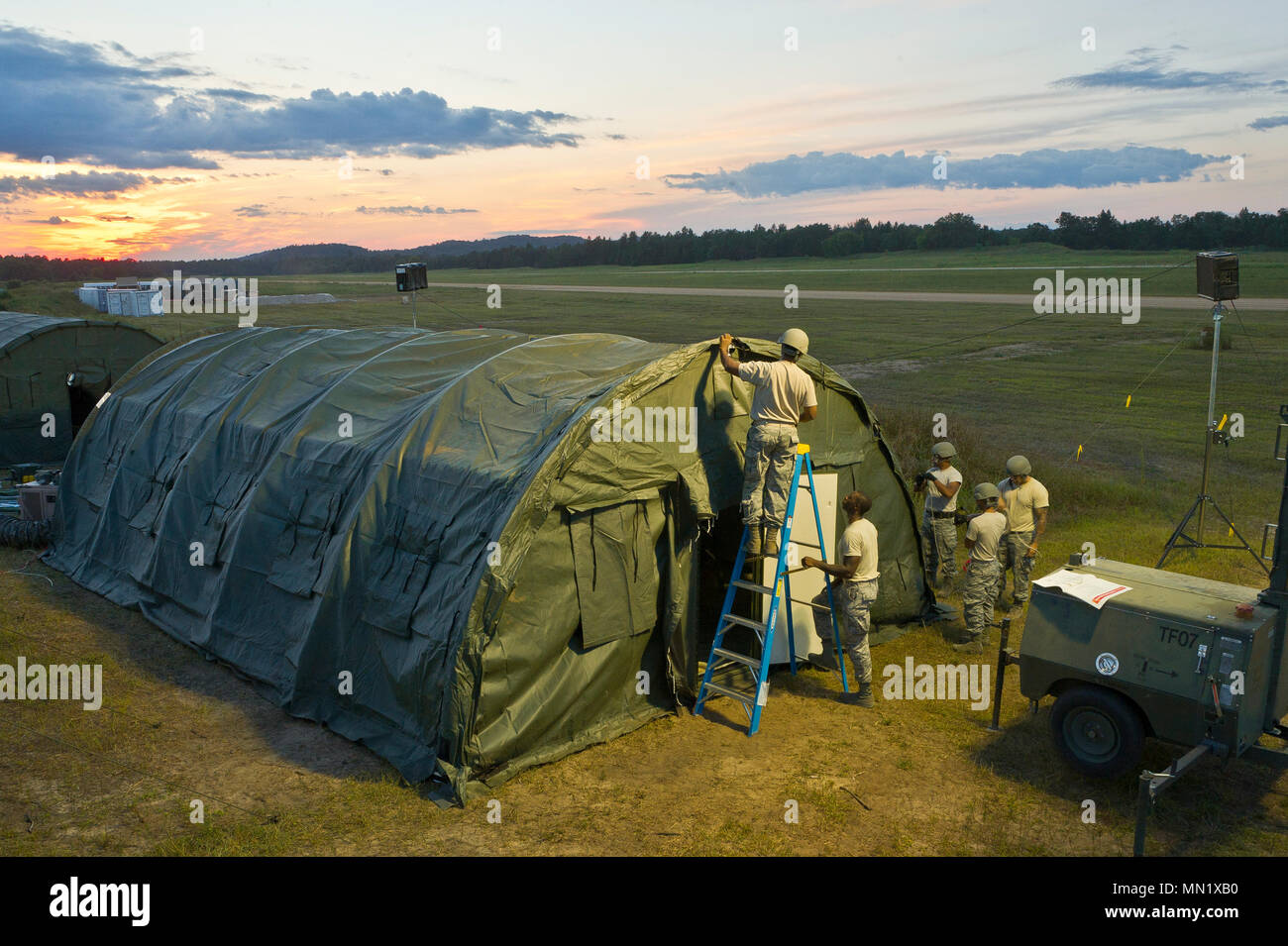 U.S. Airmen participating in exercise Patriot Warrior assemble a Small ...