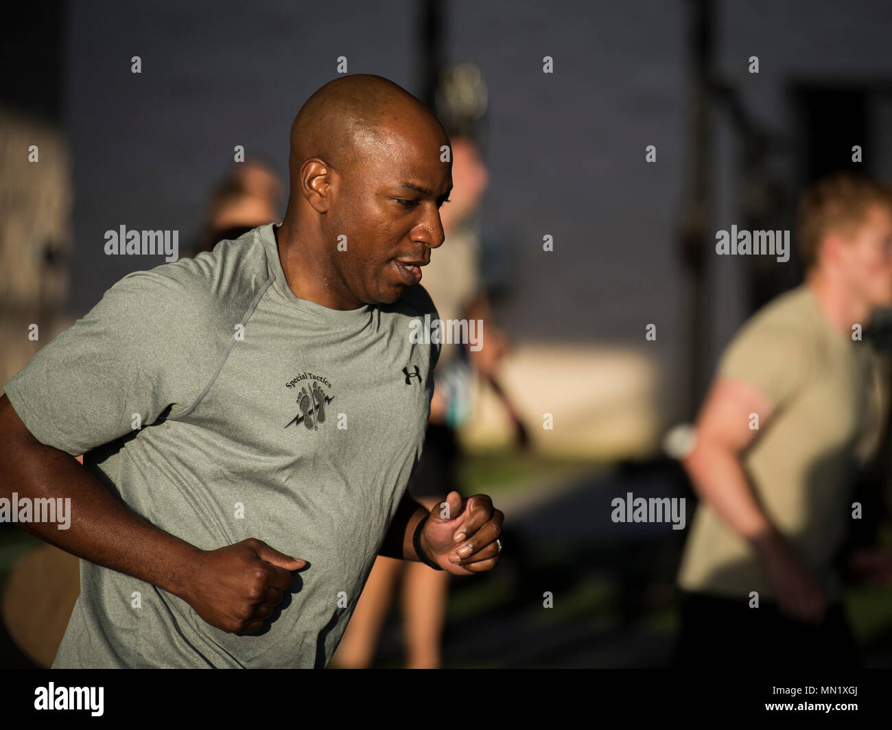 Chief Master Sergeant of the Air Force Kaleth O. Wright works out with ...