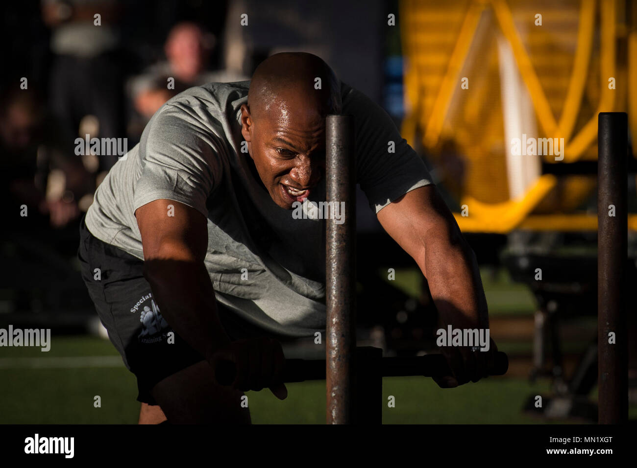 Chief Master Sergeant of the Air Force Kaleth O. Wright works out with ...