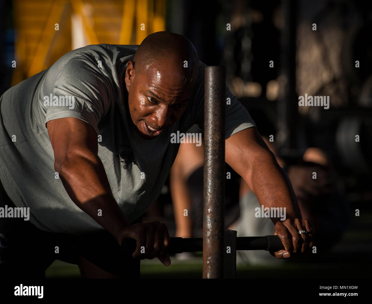 Chief Master Sergeant of the Air Force Kaleth O. Wright works out with ...