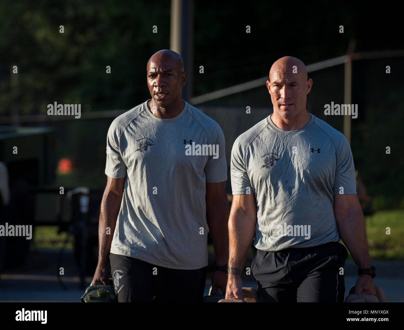 Chief Master Sergeant of the Air Force Kaleth O. Wright works out with ...