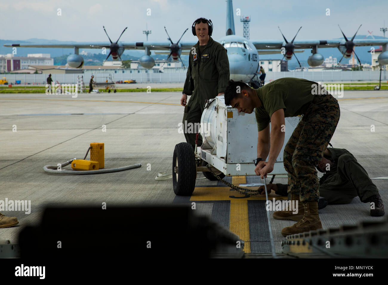 U.S. Marine Corps Lance Cpl. Justen L. Hagstrom, a crewmaster trainee ...