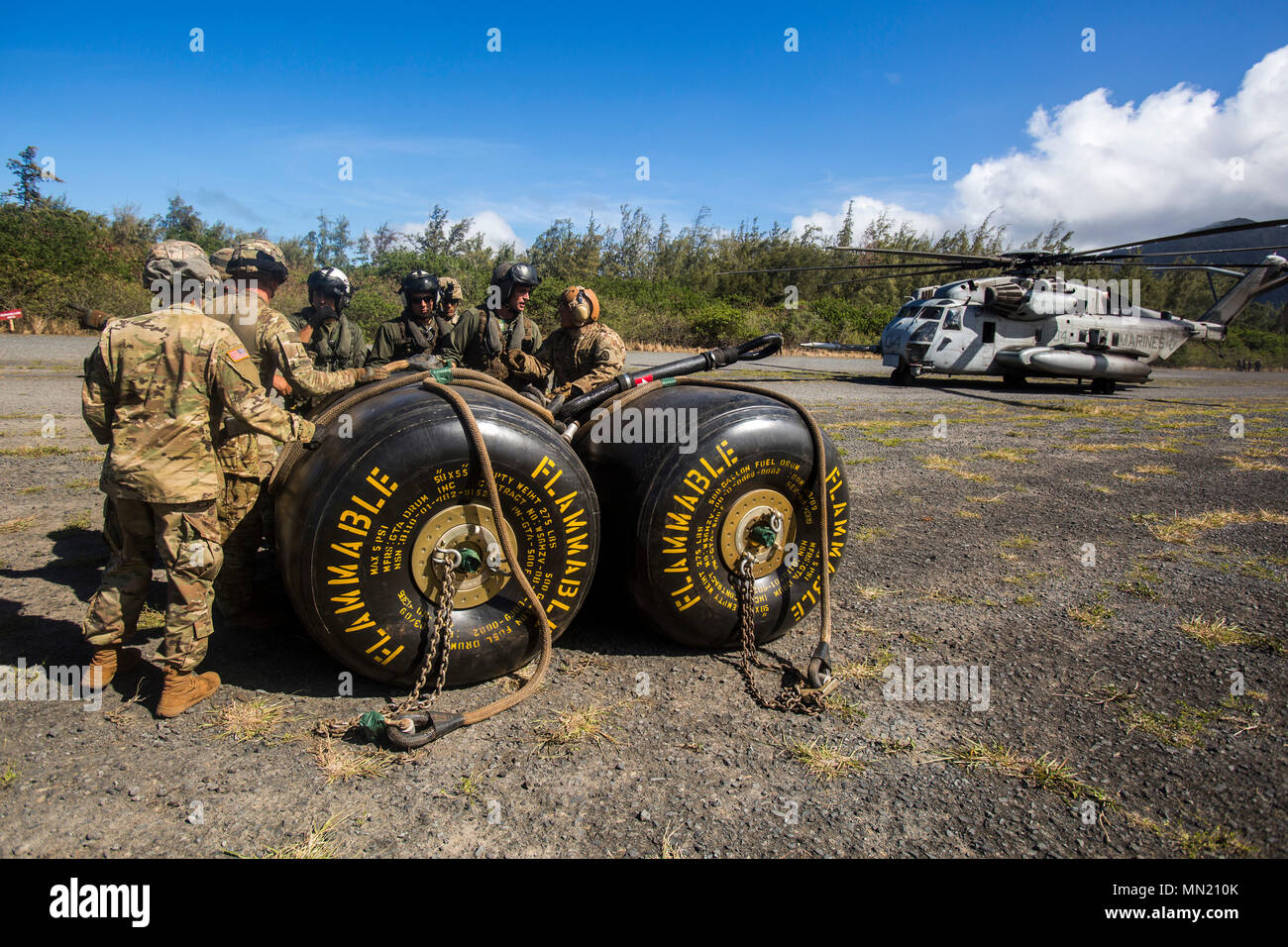 U.S. Marines with Marine Heavy Helicopter Squadron 463 and Soldiers ...