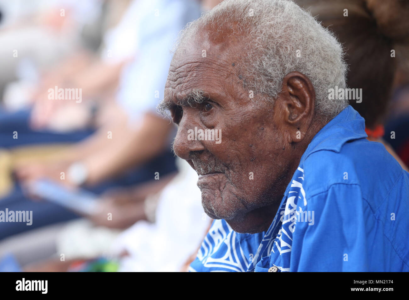 A 110-year-old Solomon Scout veteran is shown during the Solomon Scouts ...