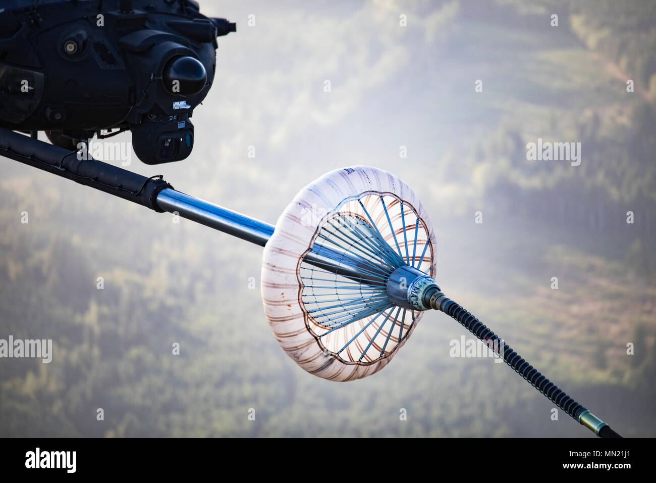 A drogue from a U.S. Marine Corps KC-130J Hercules with Marine Aerial ...