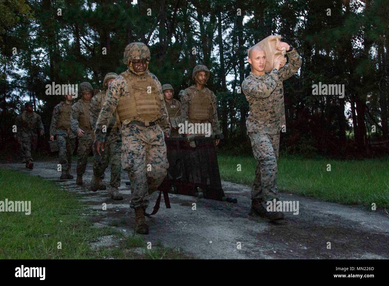 U.S. Marines from Marine Wing Support Detachment (MWSD) 31, perform a ...