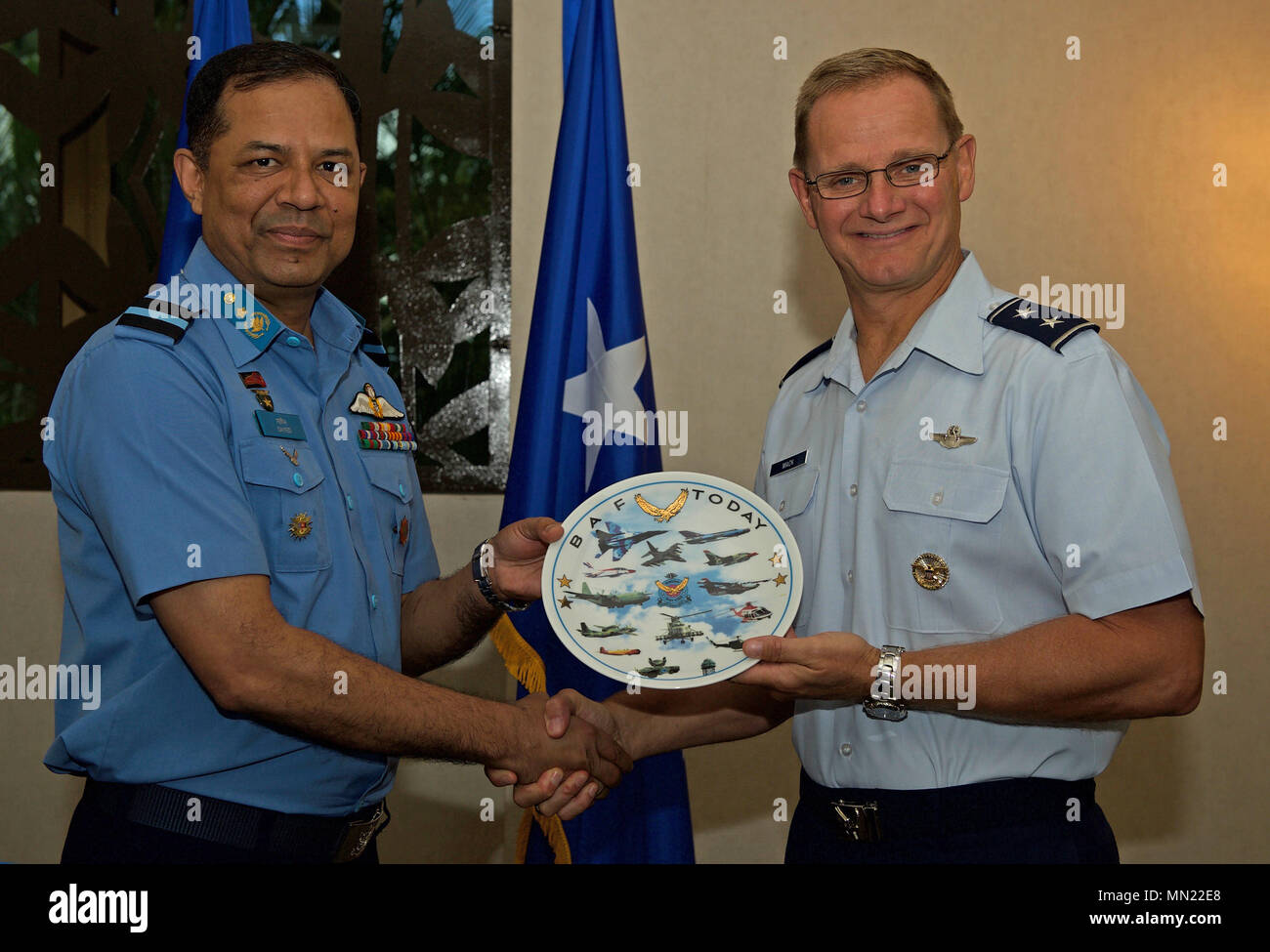 Bangladesh Air Force (BAF) Air Commodore M Sayed Hossain, left, BAF ...