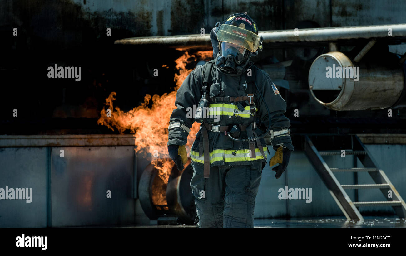 A firefighter from the 18th Civil Engineer Squadron goes back for ...