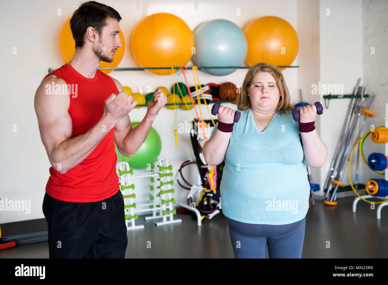 Obese woman exercising hi-res stock photography and images - Alamy