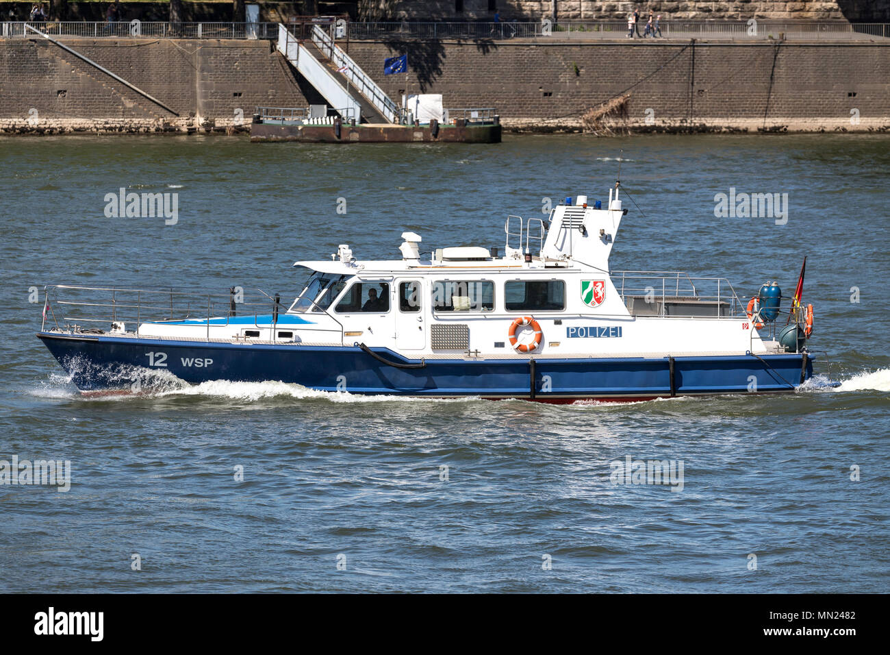 German police patrol boat WSP 12 on the river Rhine Stock Photo - Alamy