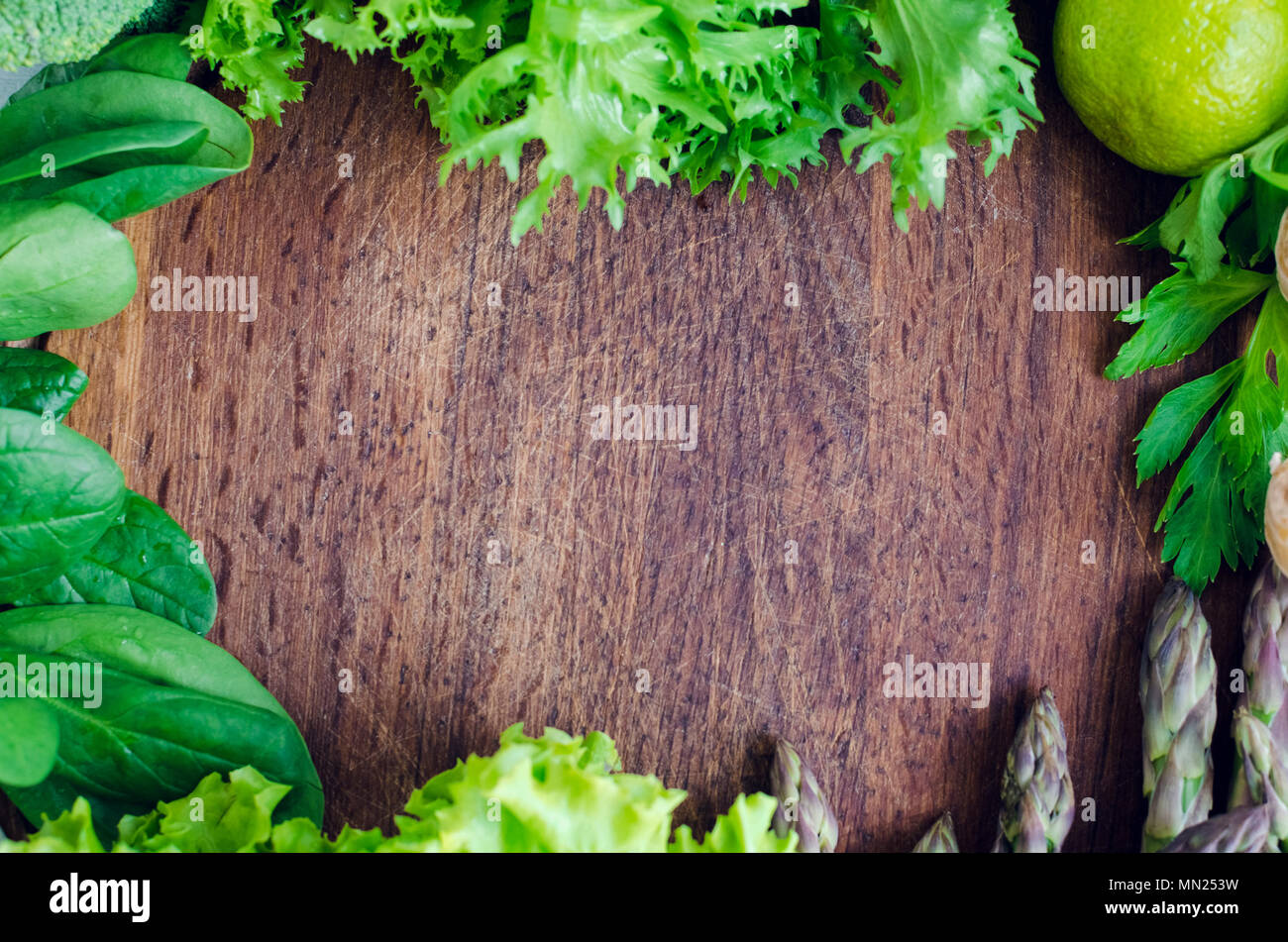 Assorted green vegetables food background as a healthy eating concept ...