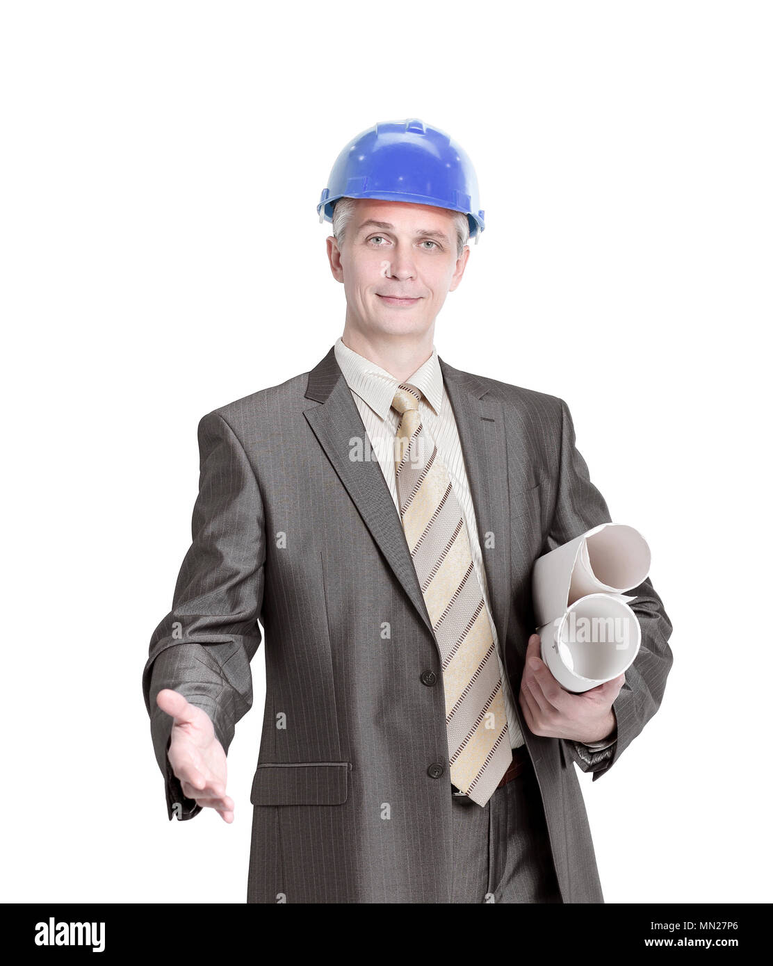 successful civil engineer holding out his hand for a handshake Stock ...