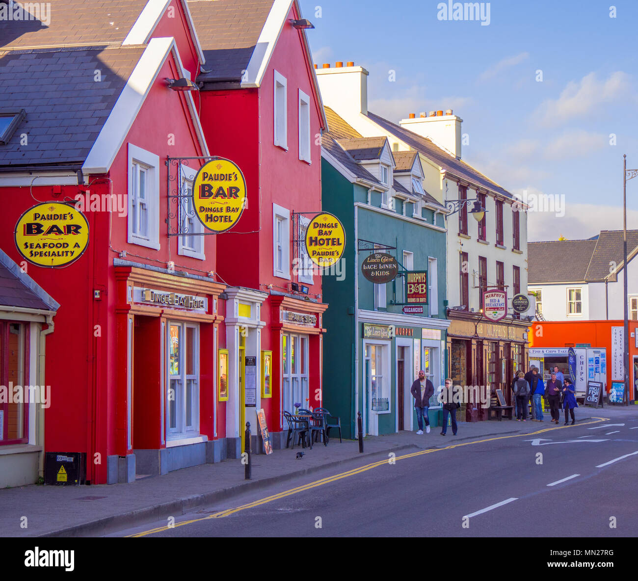 Typical street view in Dingle with its colorful houses Stock Photo - Alamy