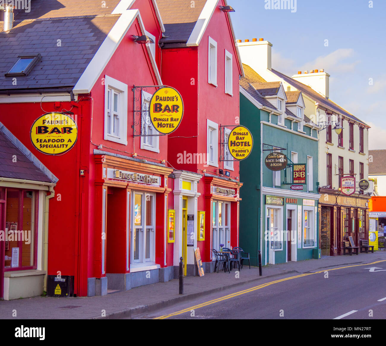 Typical street view in Dingle with its colorful houses Stock Photo - Alamy