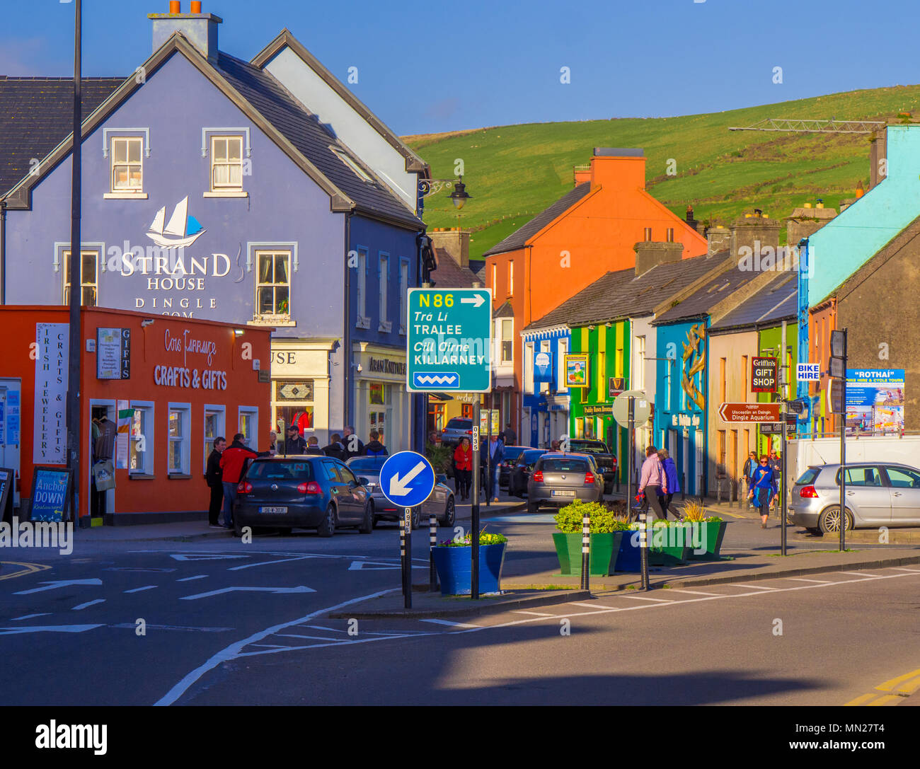 Typical street view in Dingle with its colorful houses Stock Photo - Alamy