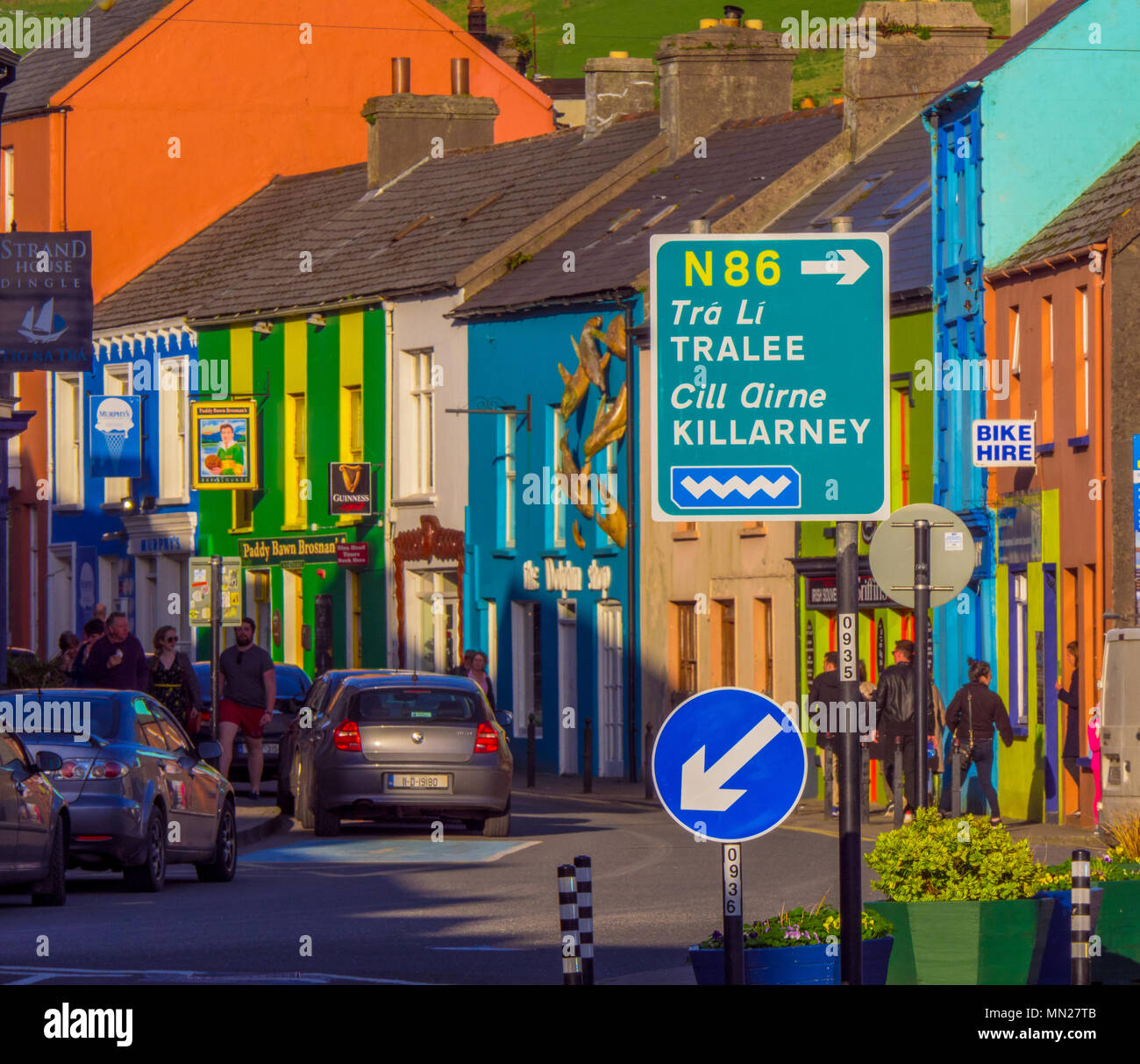 Typical street view in Dingle with its colorful houses Stock Photo - Alamy