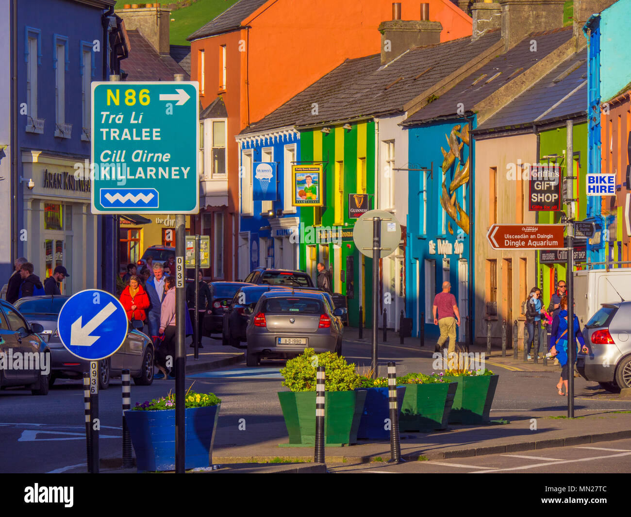 Typical street view in Dingle with its colorful houses Stock Photo - Alamy