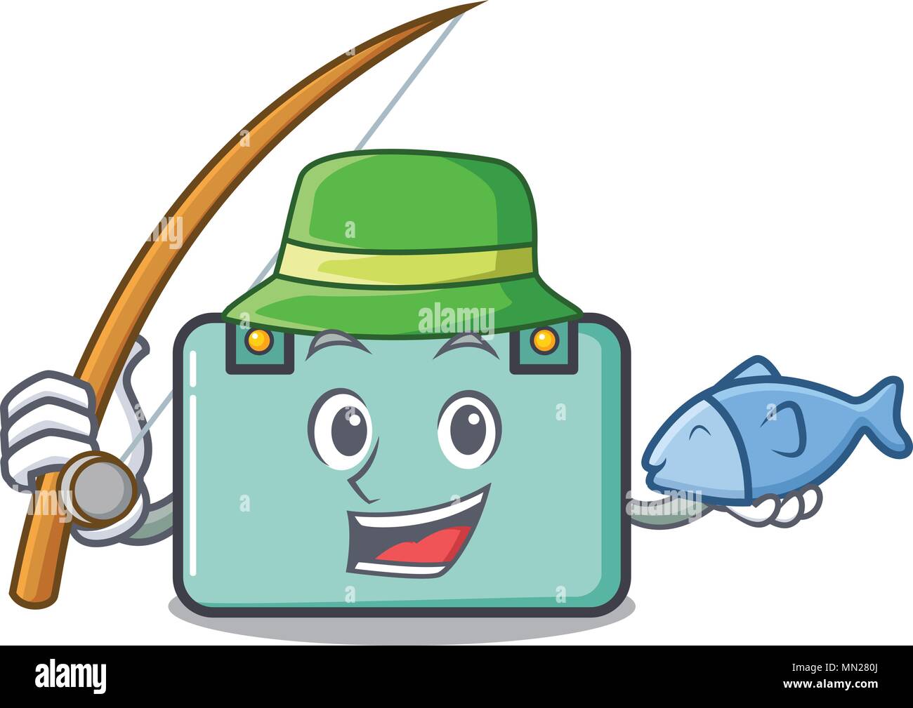 Fishing suitcase mascot cartoon style Stock Vector Image & Art - Alamy