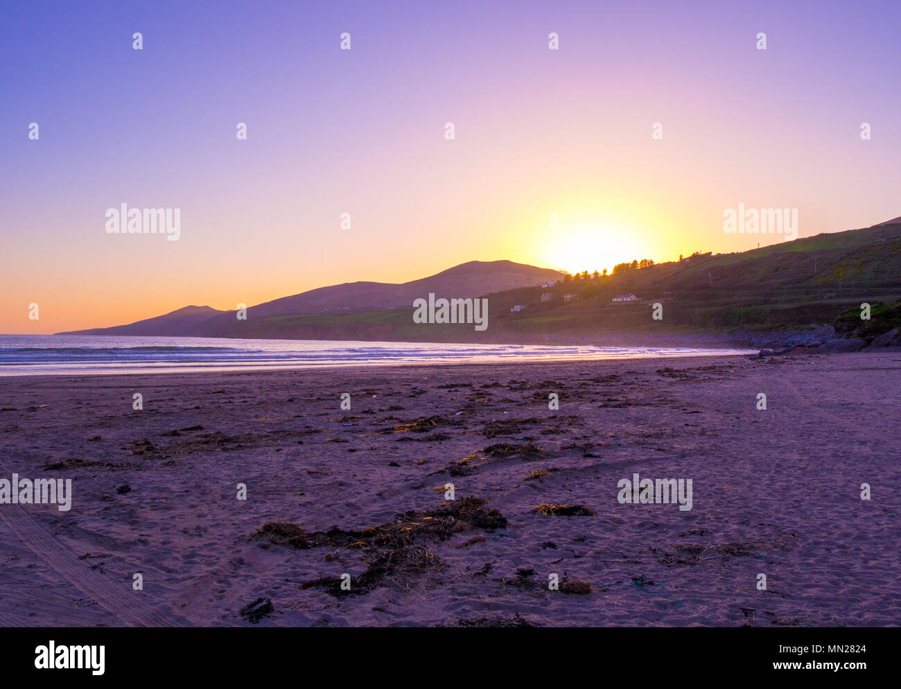 Beautiful sunset over Inch Beach on Dingle Peninsula Stock Photo - Alamy
