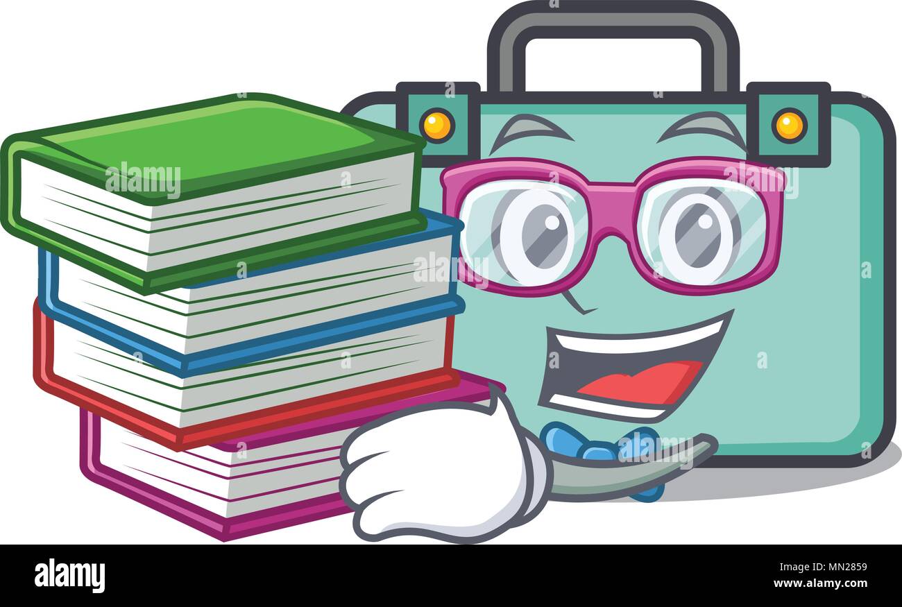 Student with book suitcase mascot cartoon style Stock Vector Image ...