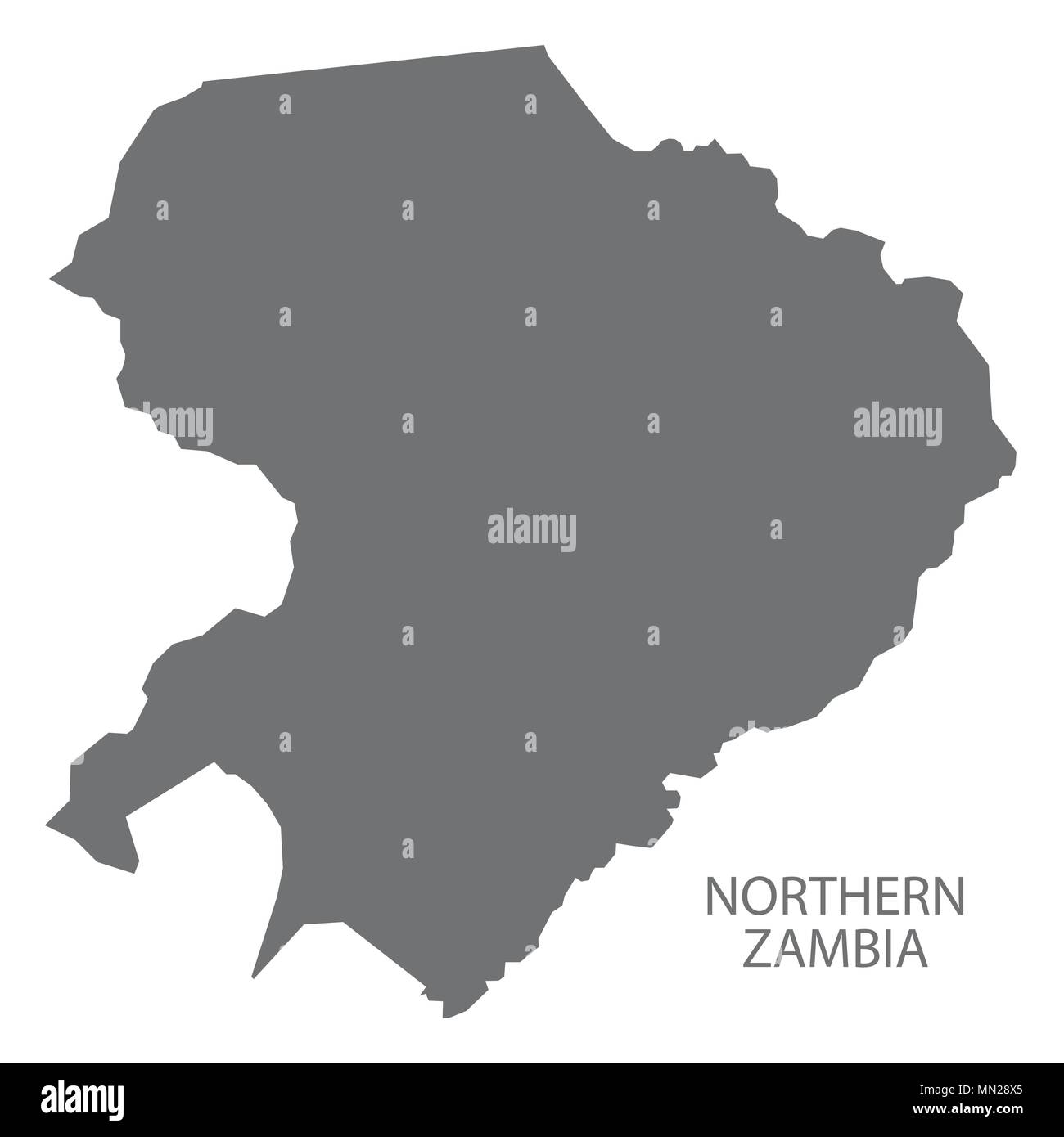 Northern Zambia region map grey illustration shape Stock Vector Image ...