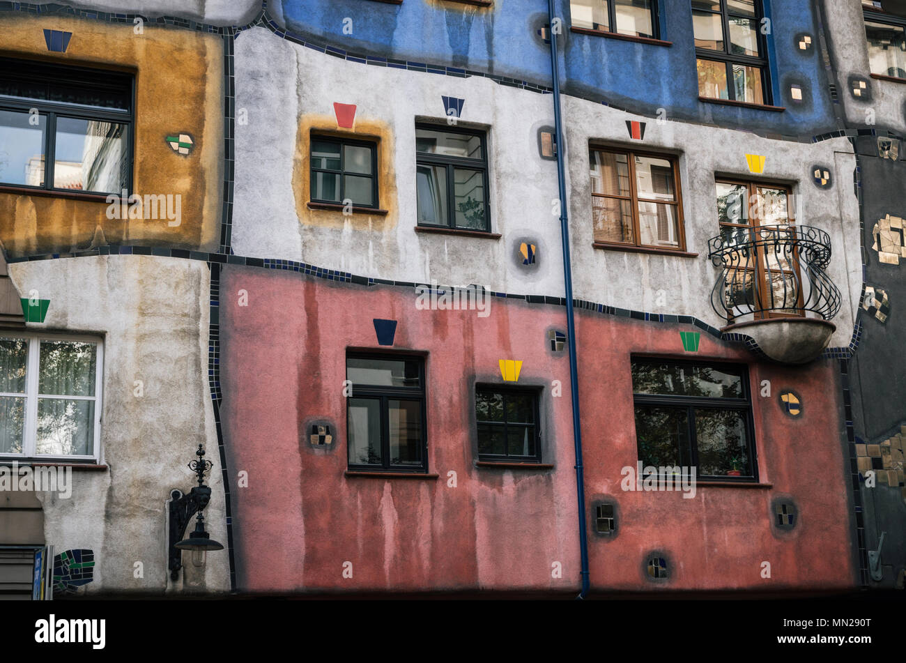 Colourful facade hundertwasser house vienna hi-res stock photography ...