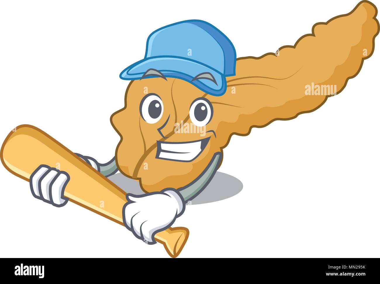 Playing baseball pancreas character cartoon style Stock Vector Image ...
