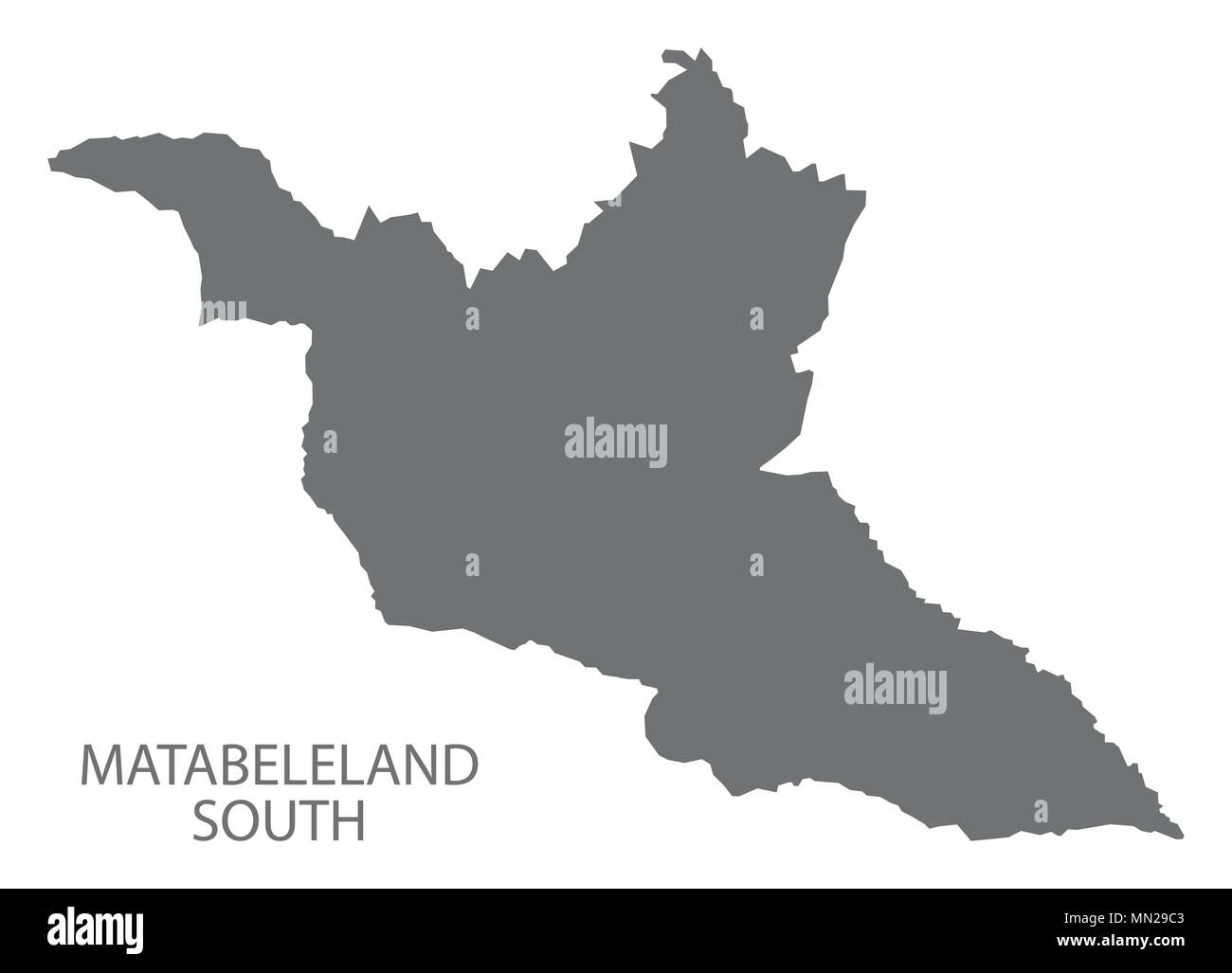 Matabeleland South map of Zimbabwe grey illustration shape Stock Vector ...