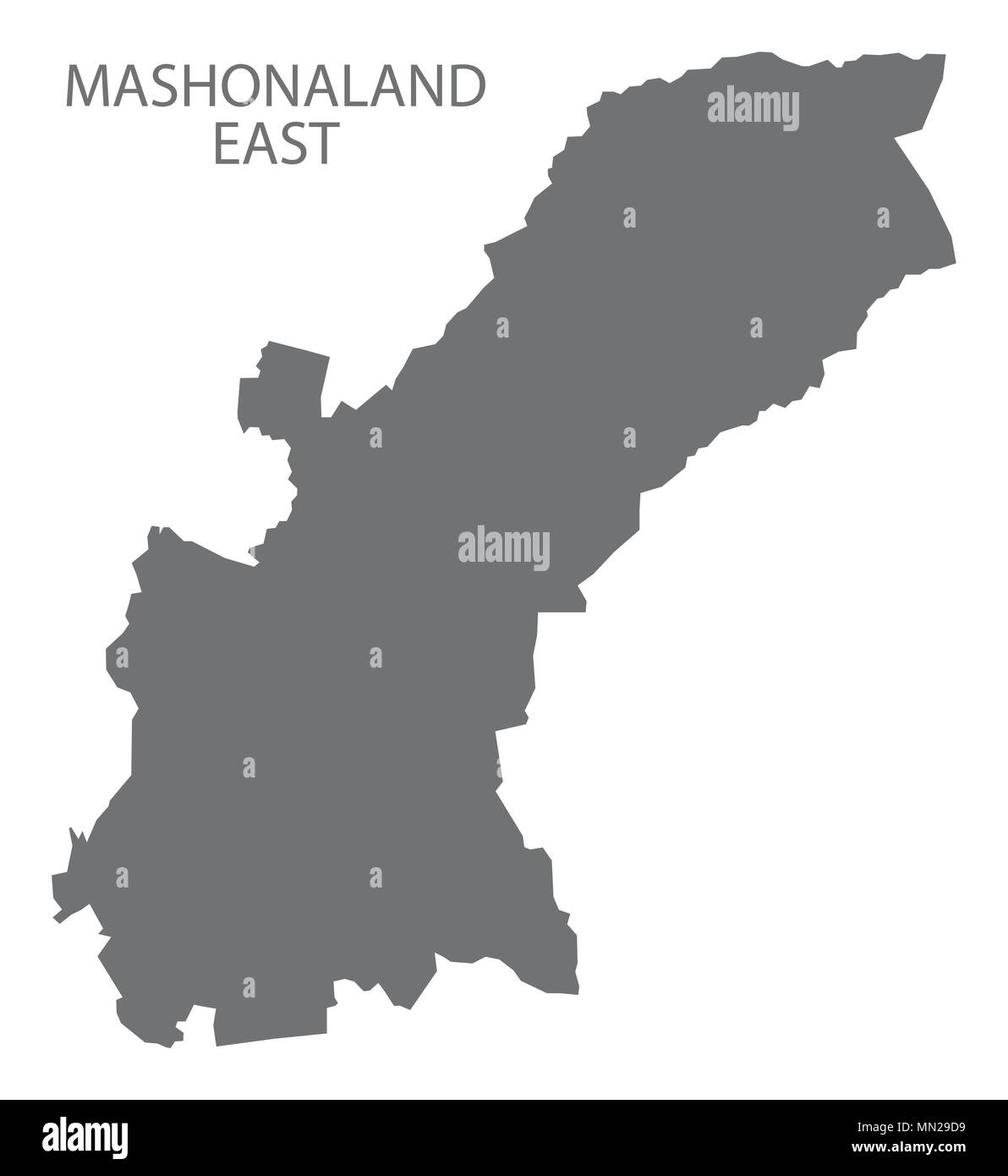 Mashonaland East map of Zimbabwe grey illustration shape Stock Vector ...