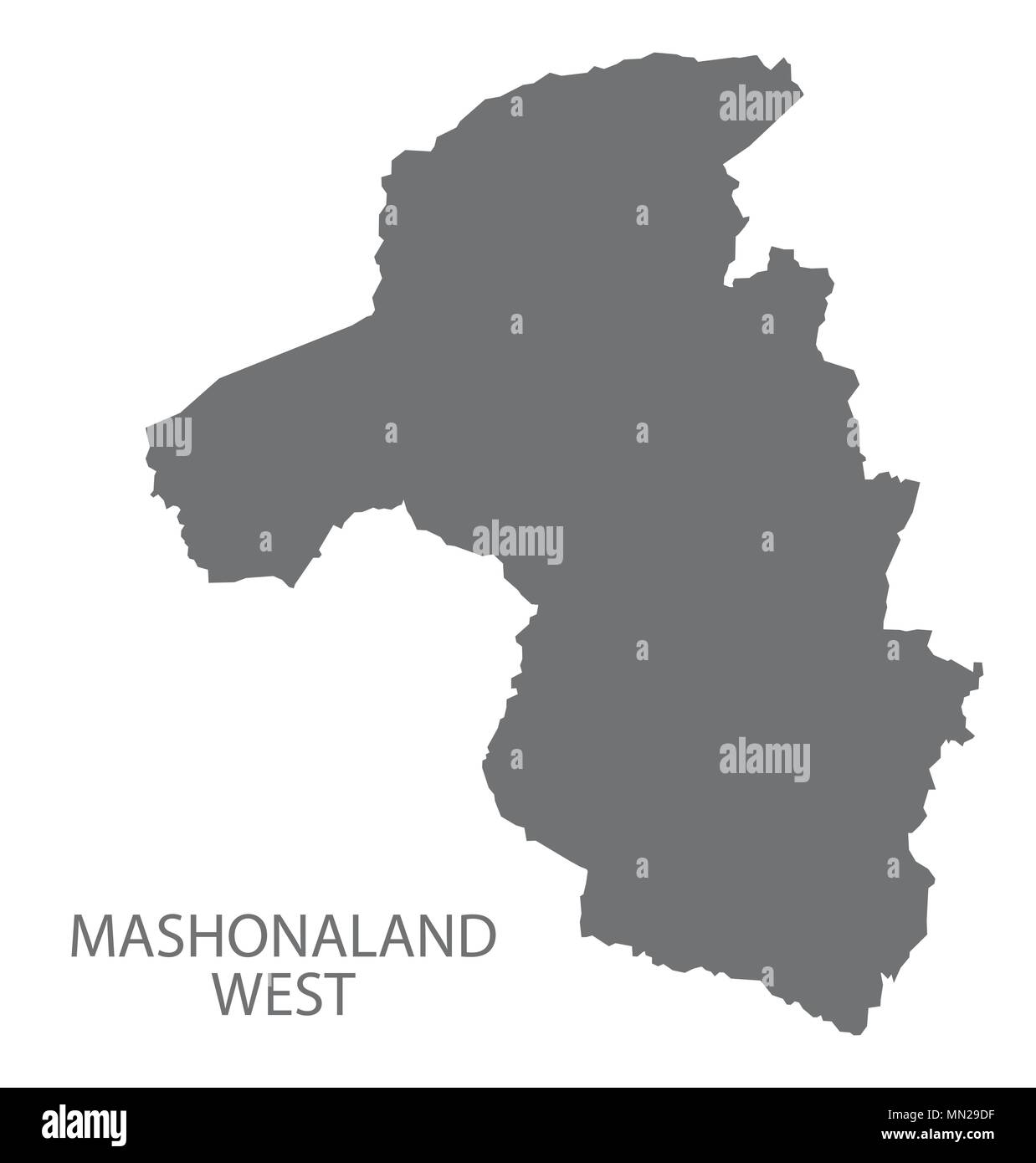 Mashonaland West map of Zimbabwe grey illustration shape Stock Vector ...