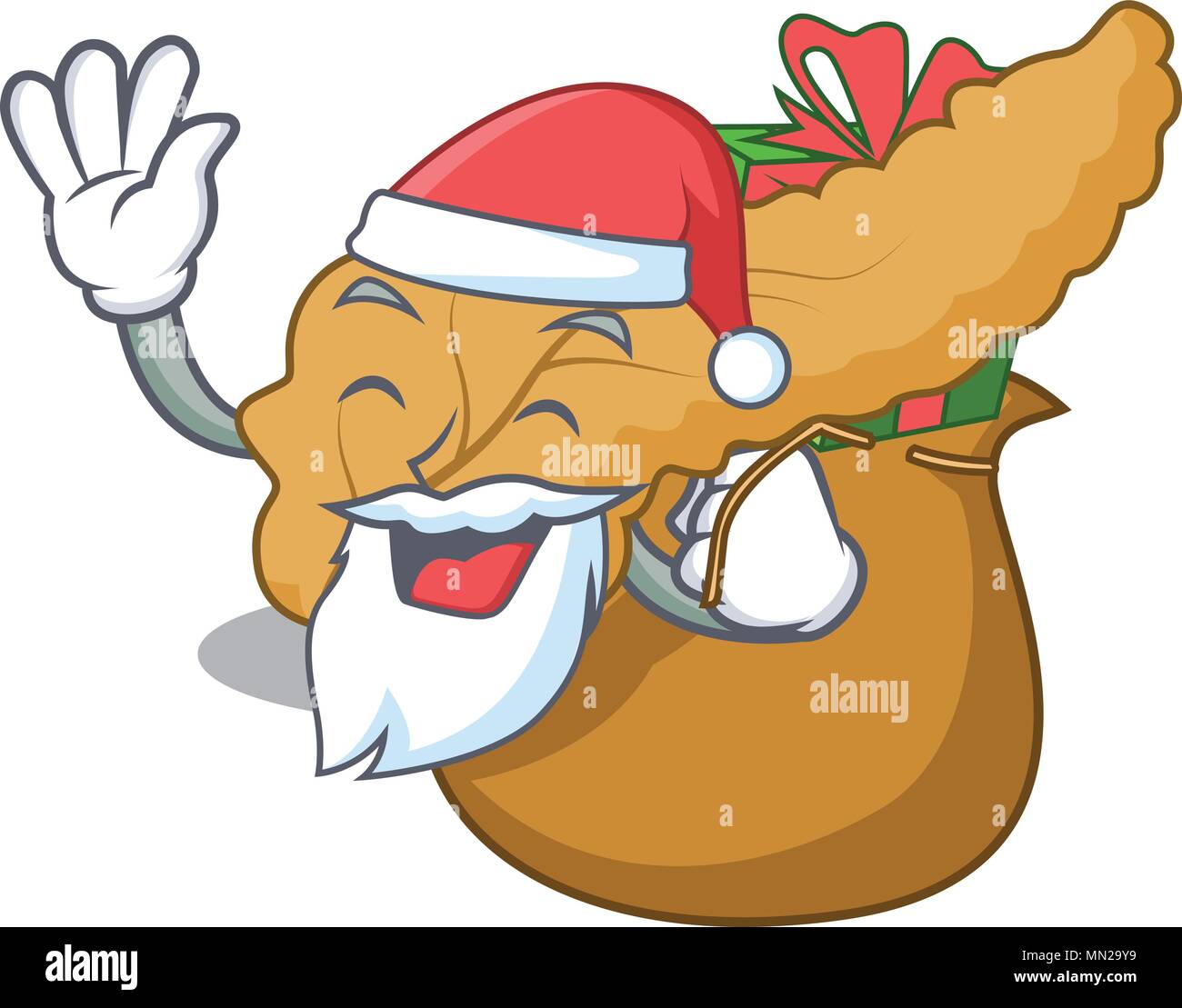 Santa with gift pancreas mascot cartoon style Stock Vector Image & Art ...
