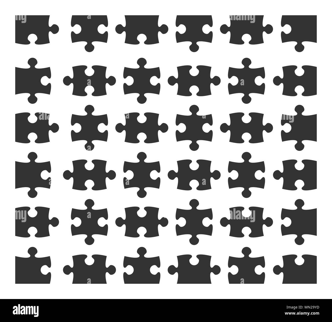 Set jigsaw puzzle part design elements silhouette. Vector illustration ...