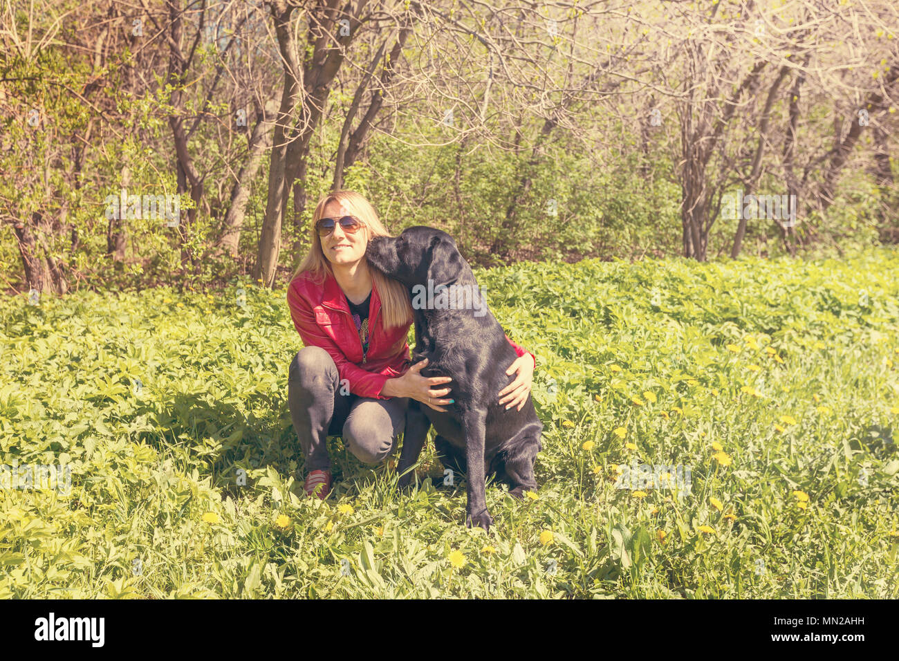 Woman kissing dog tongue hi-res stock photography and images - Alamy
