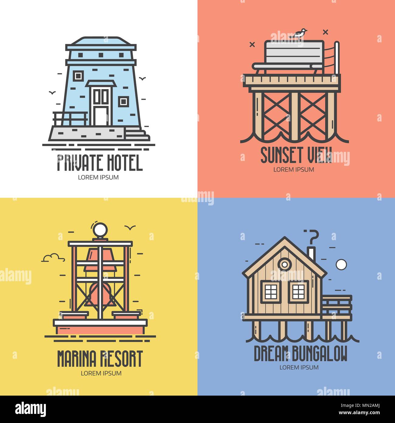 Summer Sea Resort Travel Icons Stock Vector Image & Art - Alamy