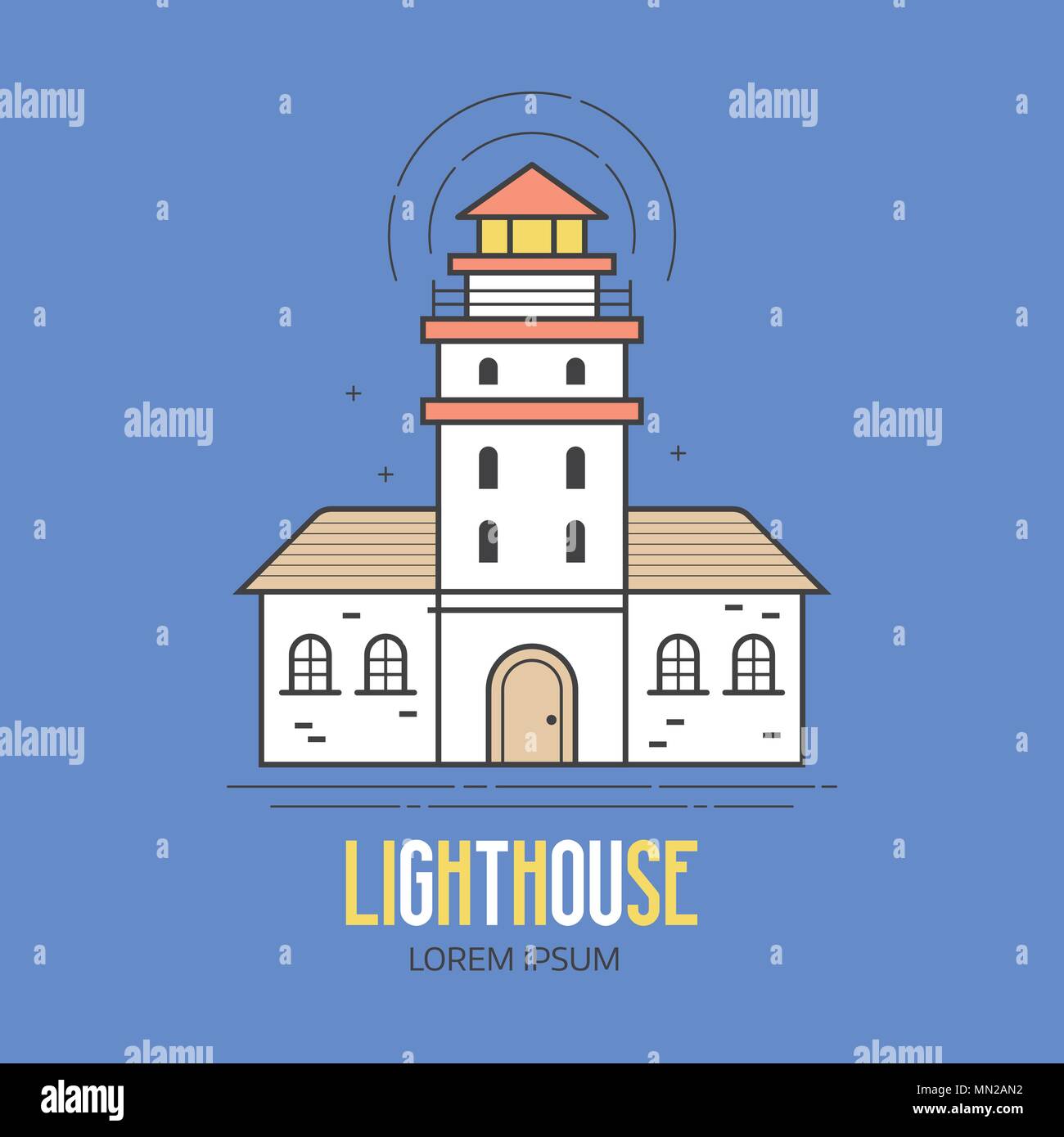 Lighthouse sea beacon linear Stock Vector Images - Alamy