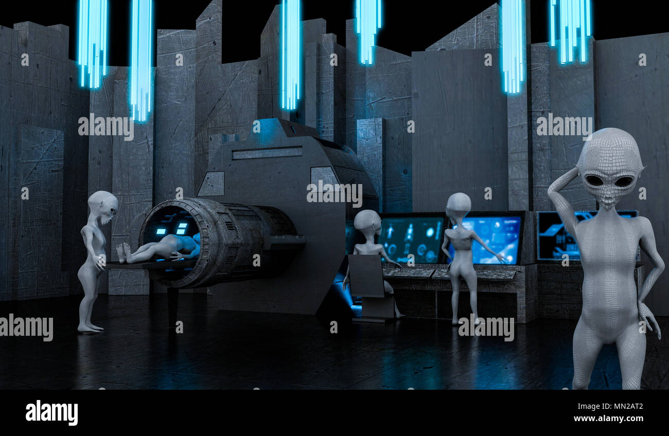 alien spaceship medical center 3d illustration Stock Photo - Alamy